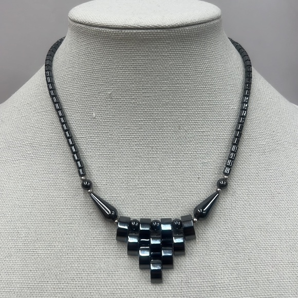 Jewelry | Hematite Necklace Woven Triangle Pendant 18 | Poshmark